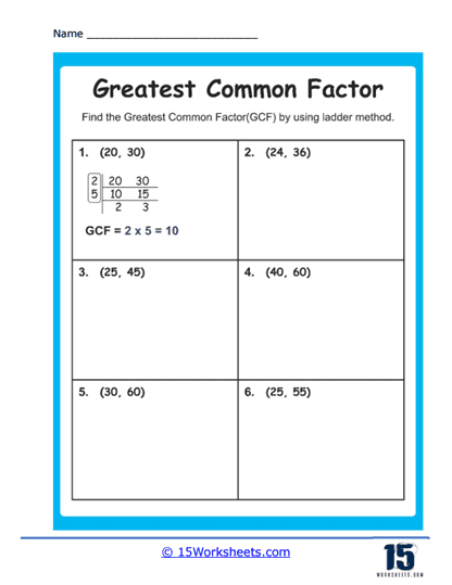 Greatest Common Factors Worksheets - 15 Worksheets.com - Worksheets Library