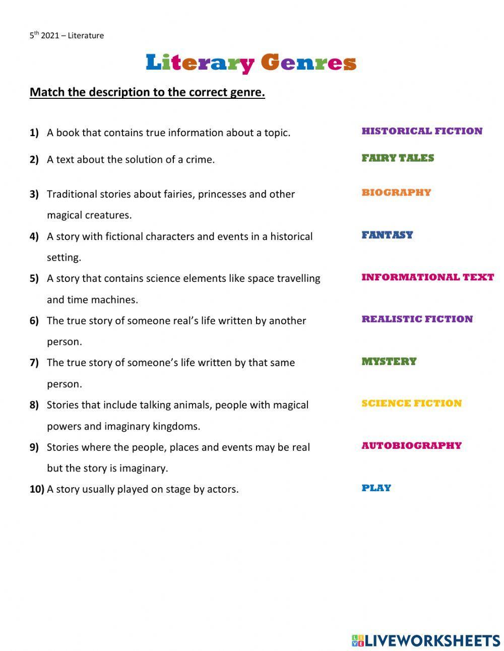Free genre worksheet 1 answers, Download Free genre worksheet 1 answers ...