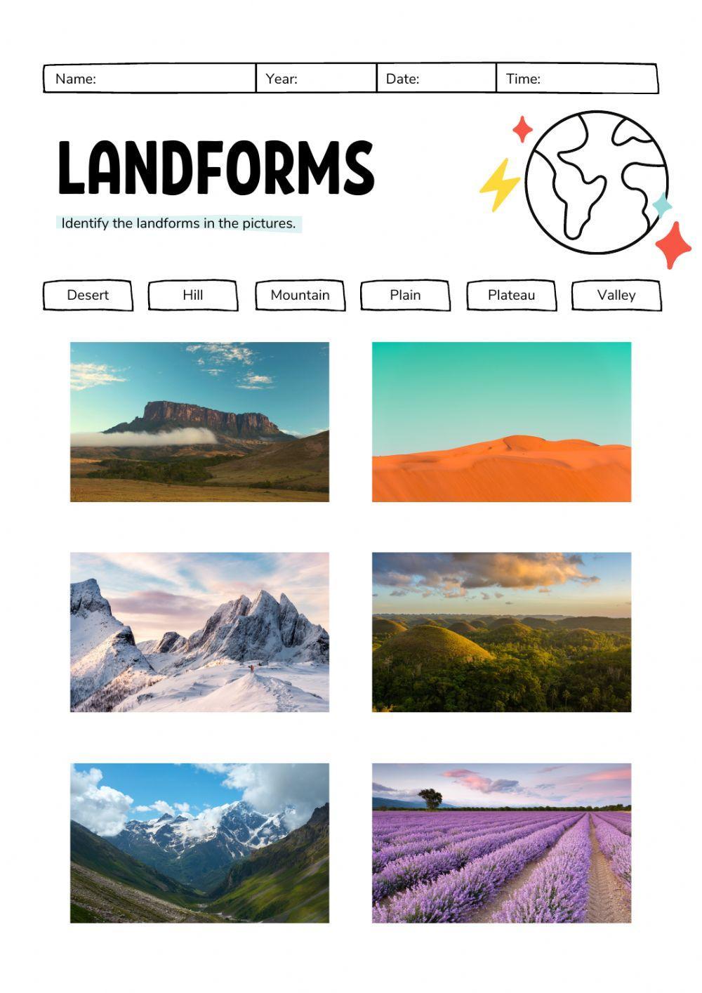 Landform Worksheets | edHelper.com - Worksheets Library