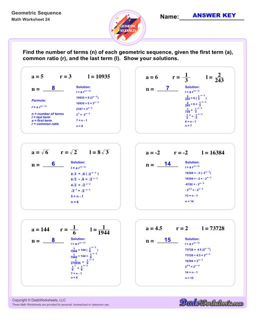 Geometric Sequences - Math Worksheets - Worksheets Library