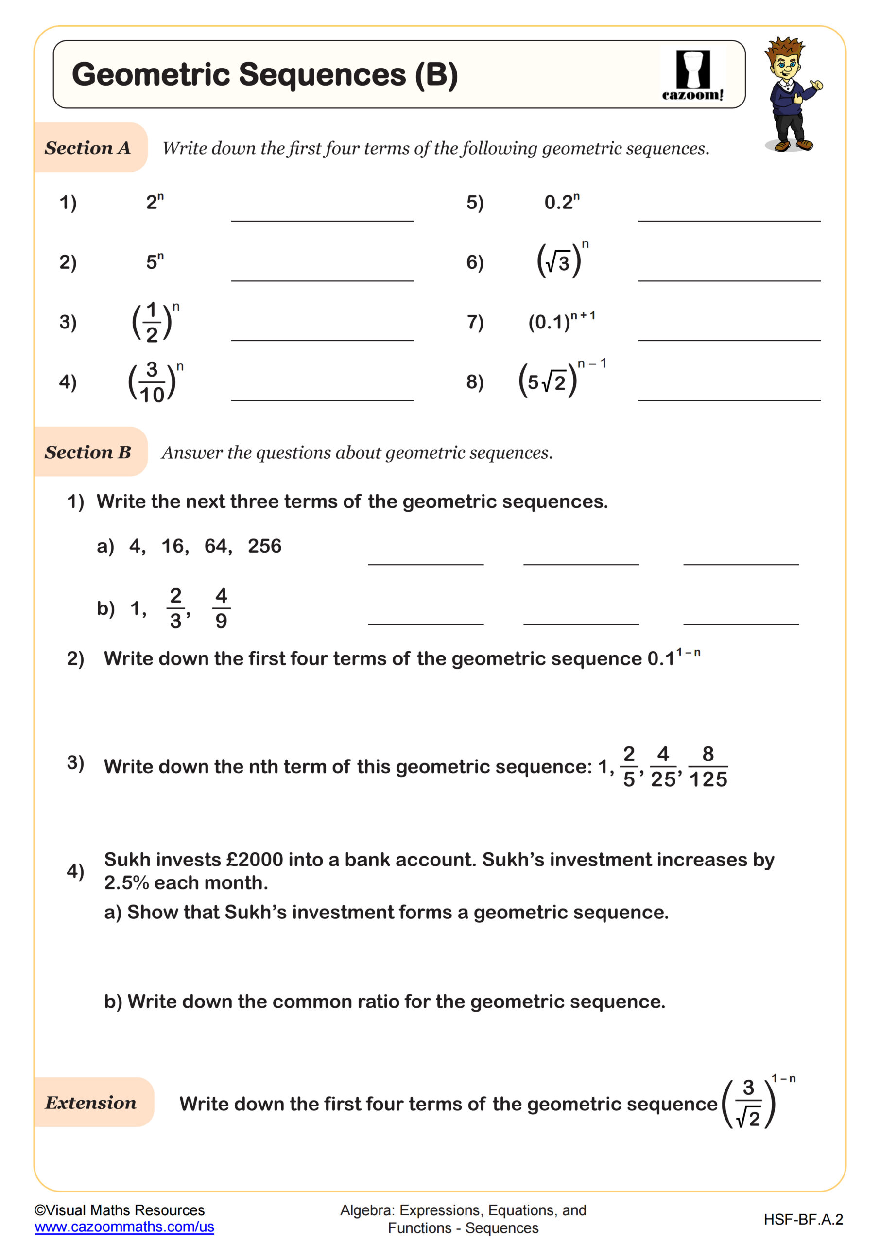 Geometric Sequences - Math Worksheets - Worksheets Library