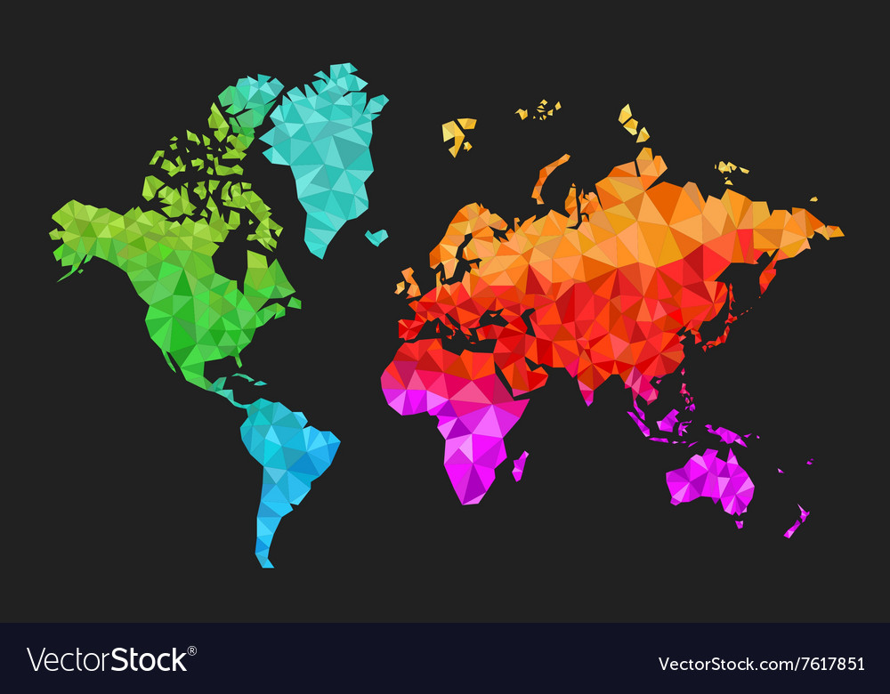 Geometric world map in colors Royalty Free Vector Image - Worksheets ...