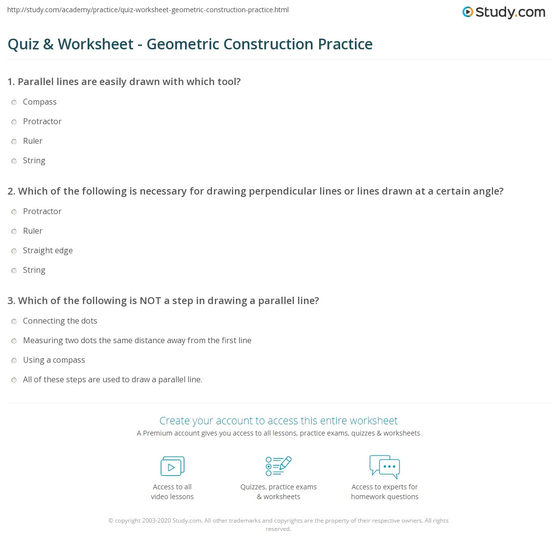 Free geometry construction practice worksheet, Download Free geometry ...