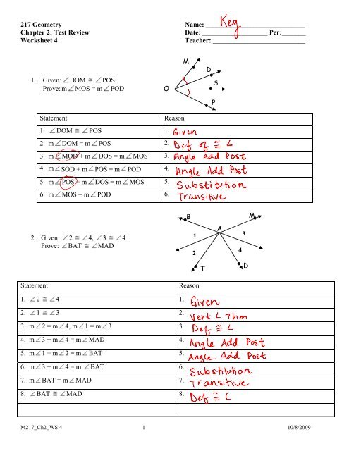 M217/Ch2_WS4 key.pdf - Worksheets Library