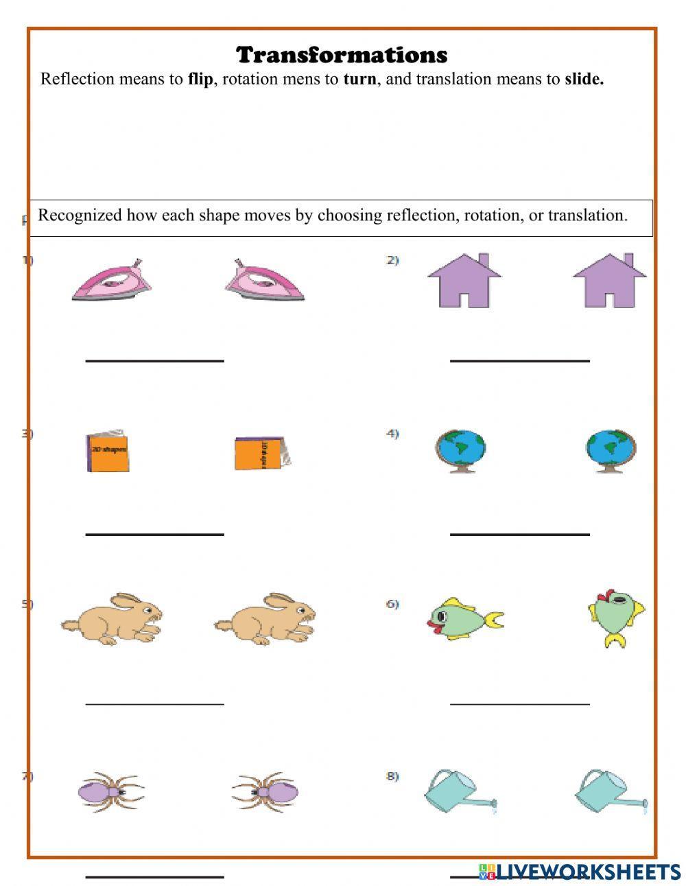 Transformations Worksheets (Geometry) | Cazoom Maths - Worksheets Library