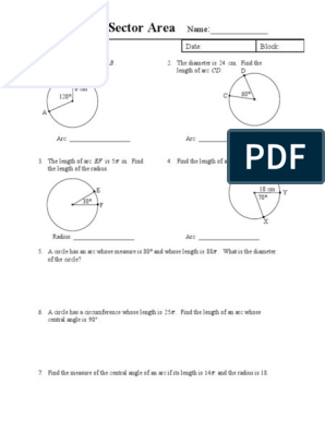 Free geometry worksheet arc length sector area segment area, Download ...