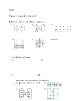 Algebra 1, Chapter 1, Worksheet 6 - Worksheets Library