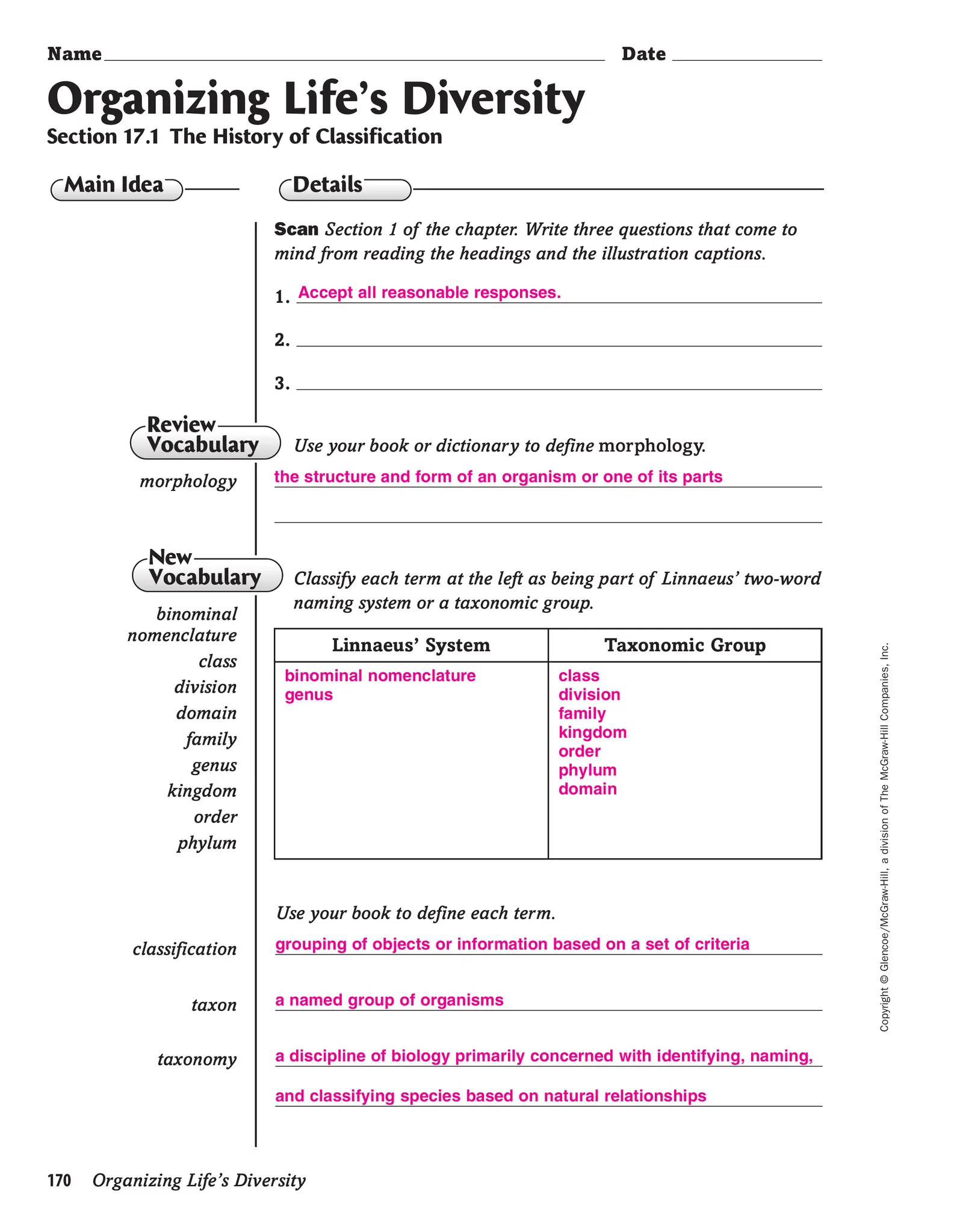 Free glencoe life science worksheet, Download Free glencoe life science ...