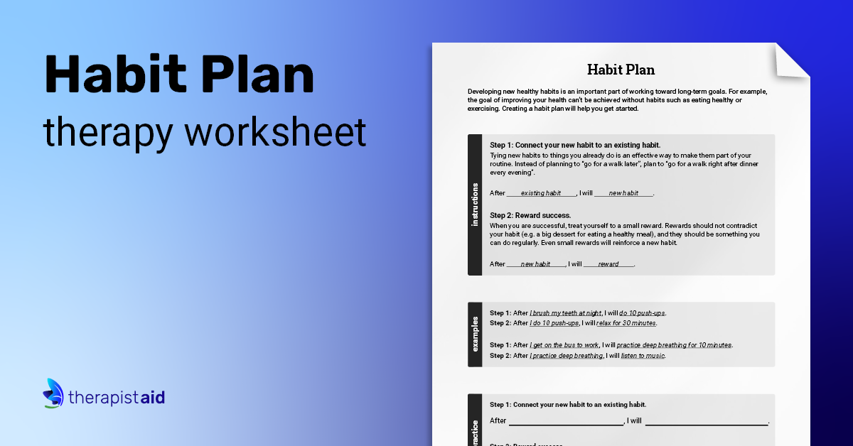 Habit Plan | Worksheet | Therapist Aid - Worksheets Library