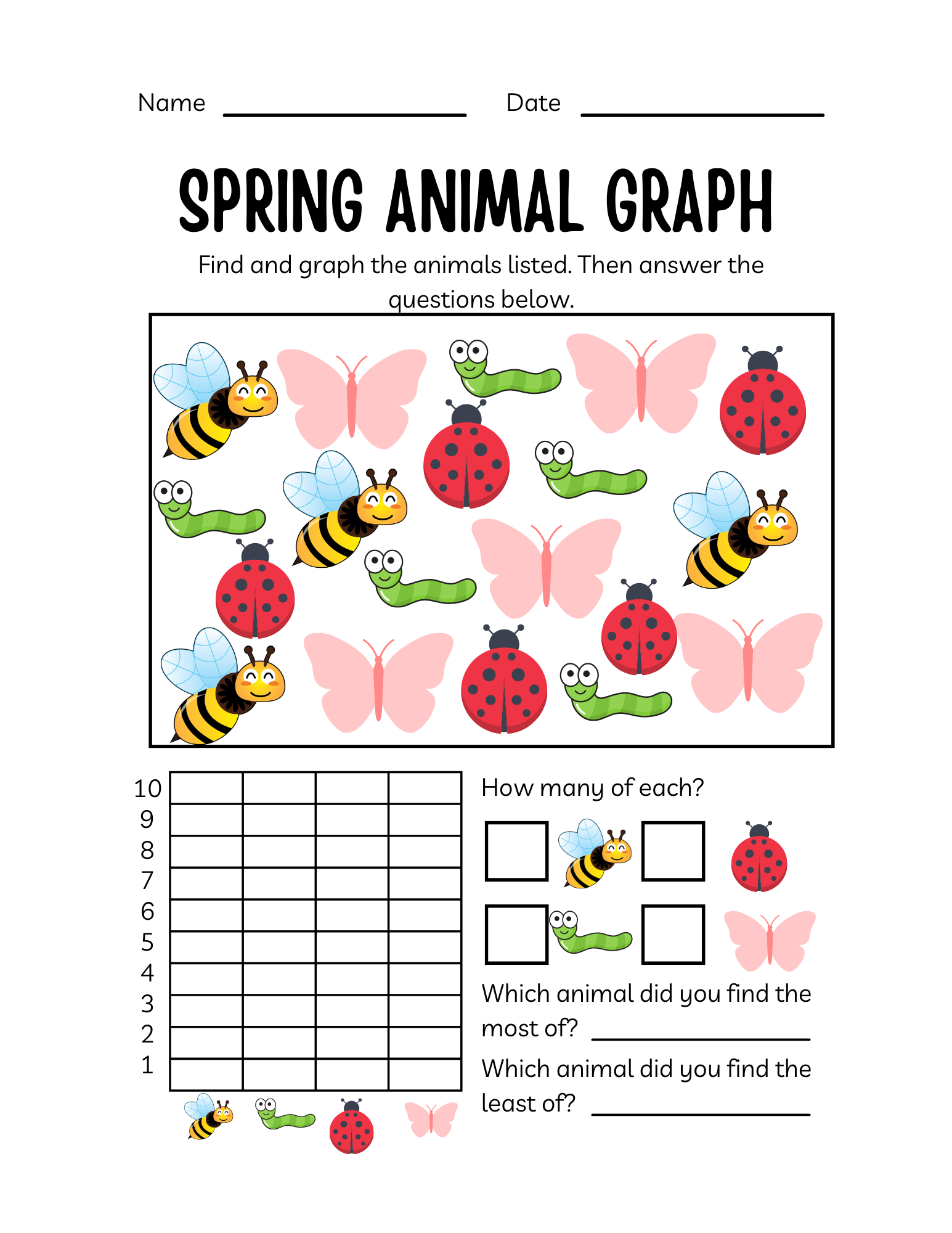5 Colorful Spring Graphing Worksheets — xoxoerinsmith.com - Worksheets ...