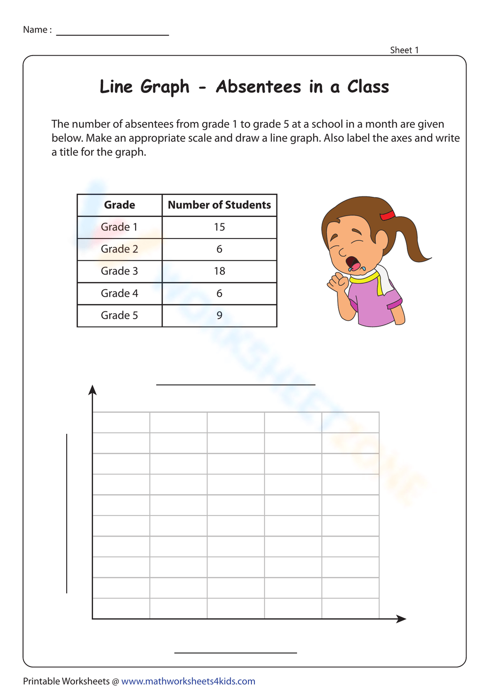 Line Graph - Absentees In A Class Worksheet - Worksheets Library