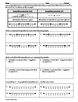 Compound Inequalities Practice Worksheet by Maya Khalil worksheets ...