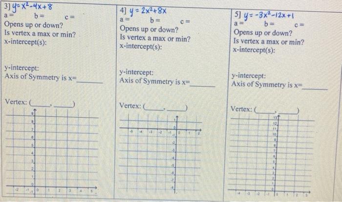 Solved Practice Worksheet Graphing Quadratic Functions In