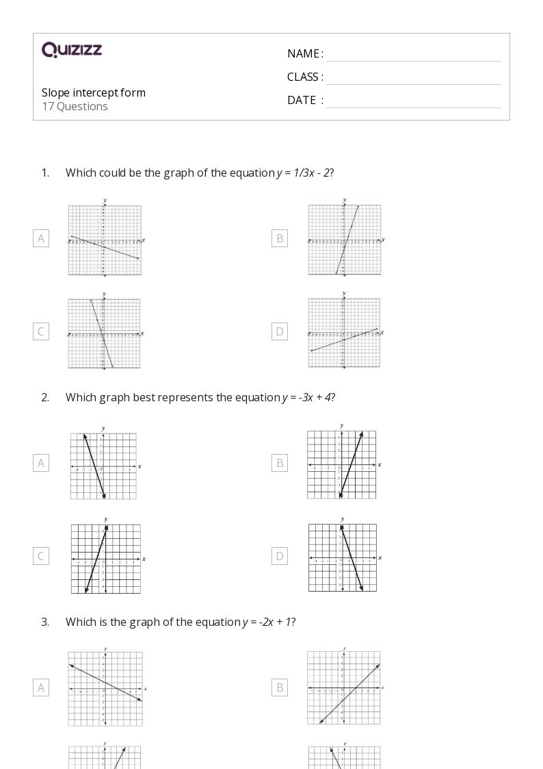 50+ Slope-Intercept Form worksheets for 7th Grade on Quizizz ...