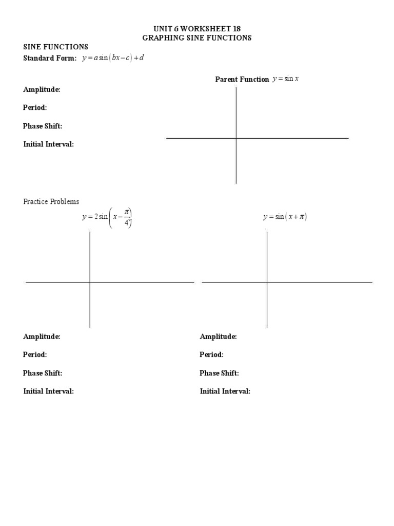 Unit 6 Worksheet 18 Graphing Sine Functions Pdf Worksheets Library