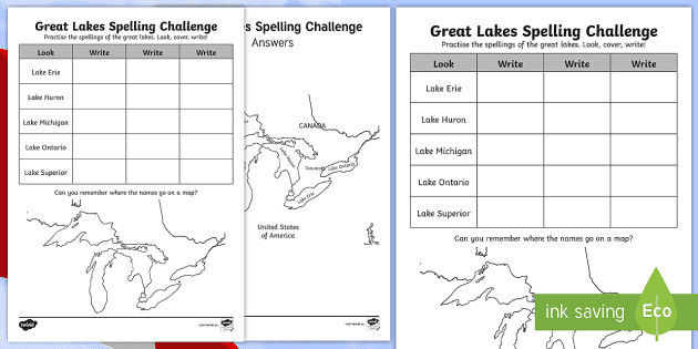 Great Lakes Spelling Challenge Activity (teacher made) - Worksheets Library
