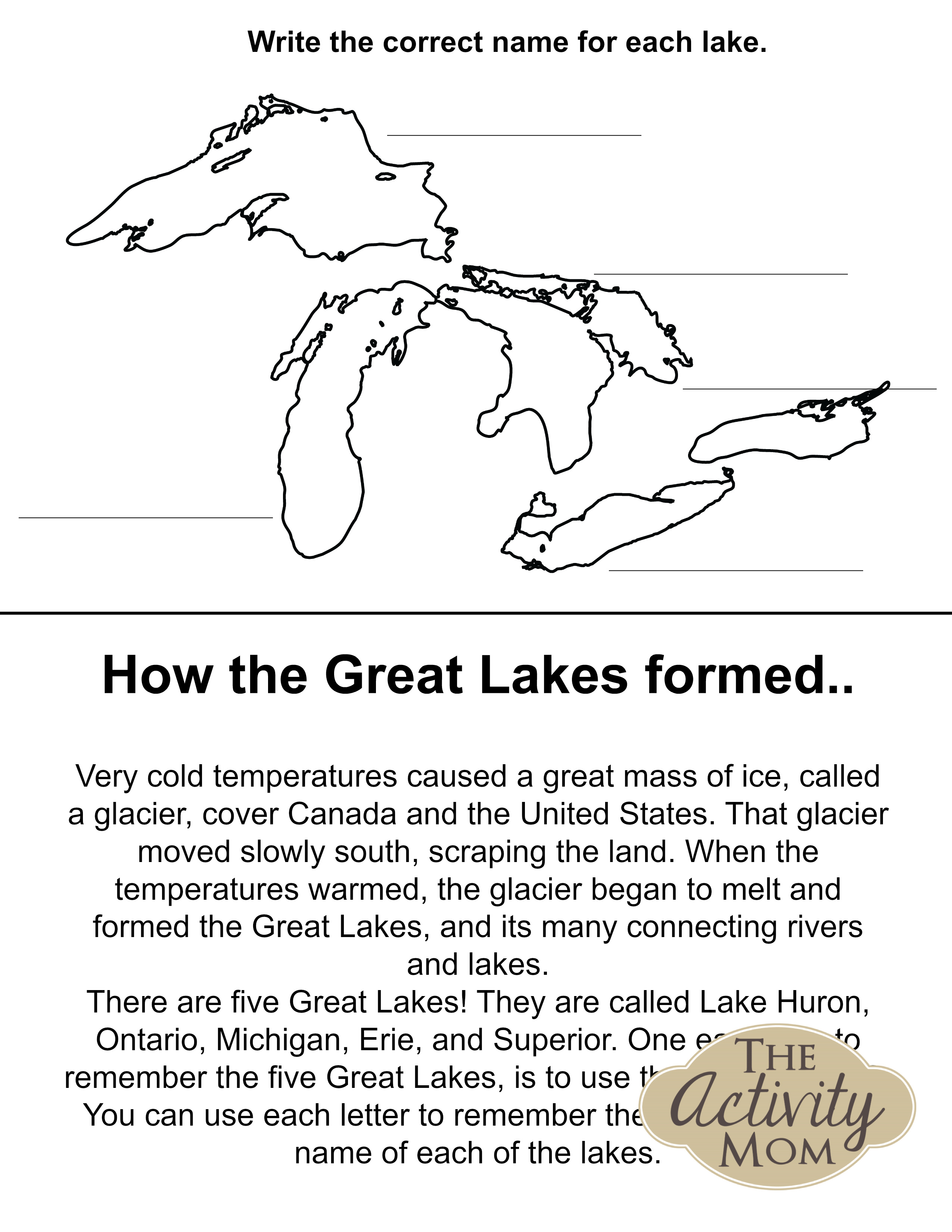 The Great Lakes for Kids Free Book - The Activity Mom - Worksheets Library