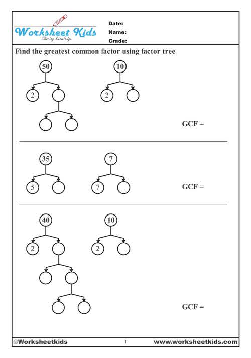 Find The Greatest Common Factor Worksheets Free Printable PDF Find The Greatest Common Factor Worksheets Free Printable PDF