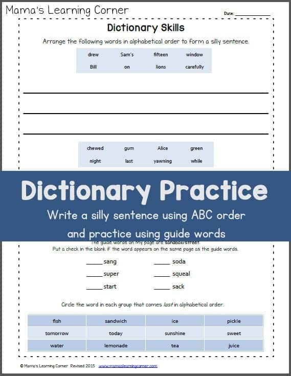 FREE Printable Dictionary Skills Practice - Worksheets Library