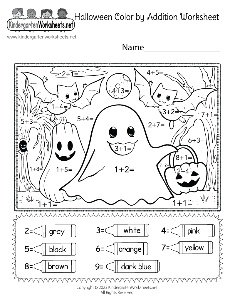 2-Digit Addition Color by Number- Halloween Mystery Picture ...