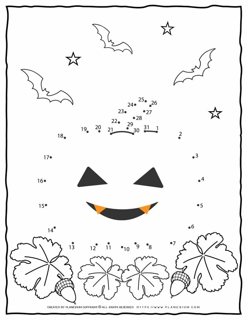 Halloween Dot to Dot - Jack-O-Lantern | Planerium - Worksheets Library