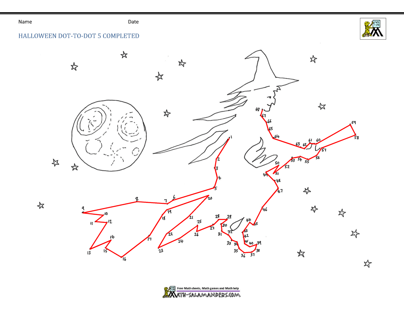 Halloween Dot to Dot - Worksheets Library