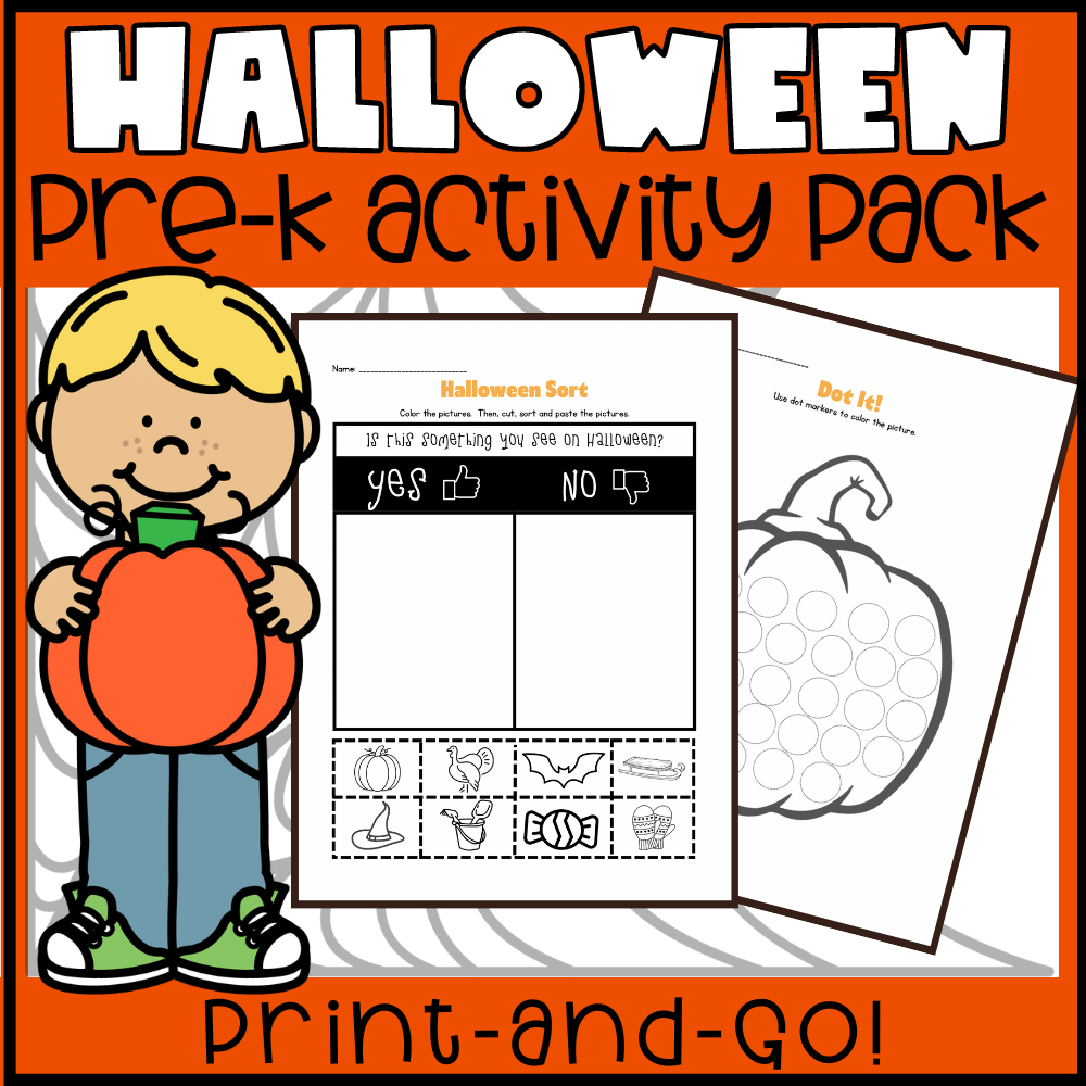 Halloween No Prep Preschool Activity Pack: Print and Go Worksheets ...