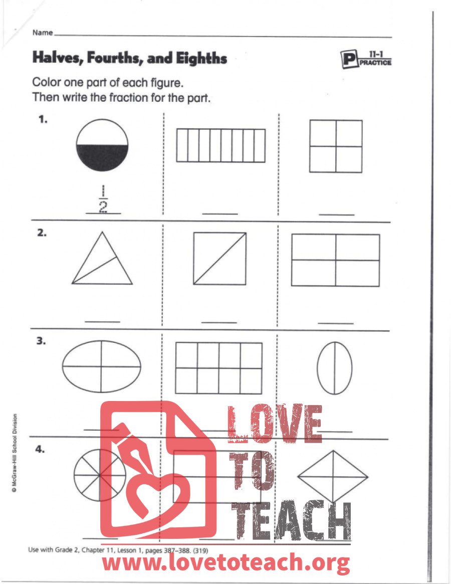 Free halves and fourths worksheet, Download Free halves and fourths ...