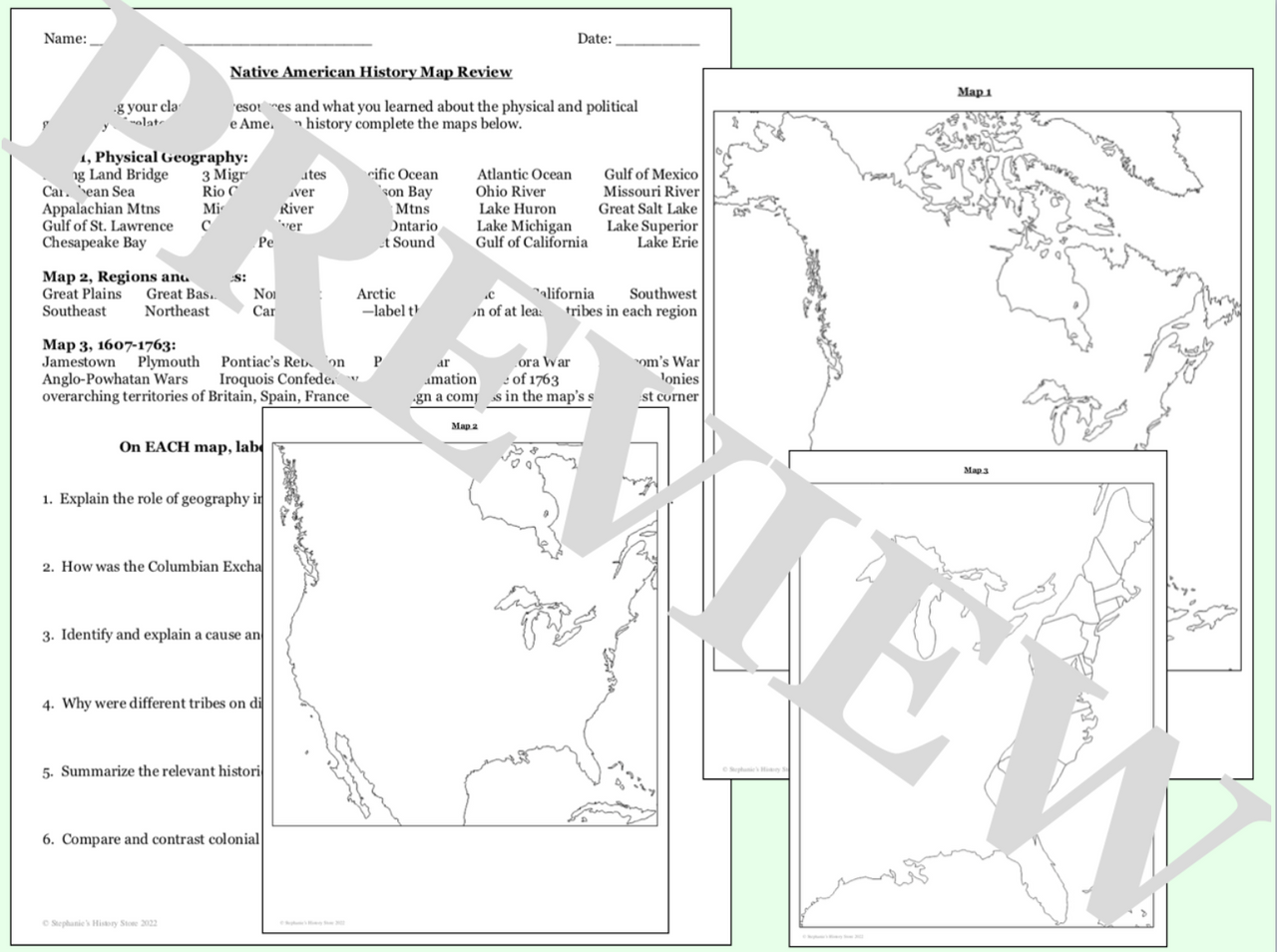 Native American Early History Map Activity - Worksheets Library