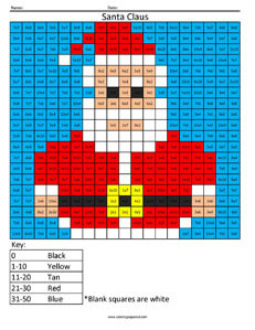 Christmas Math - Coloring Squared - Worksheets Library