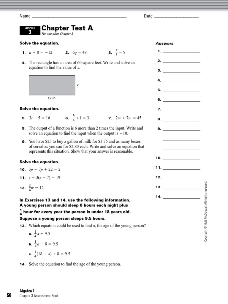 Holt McDougal Algebra 1 Teacher Solution Key & Student Larson ...