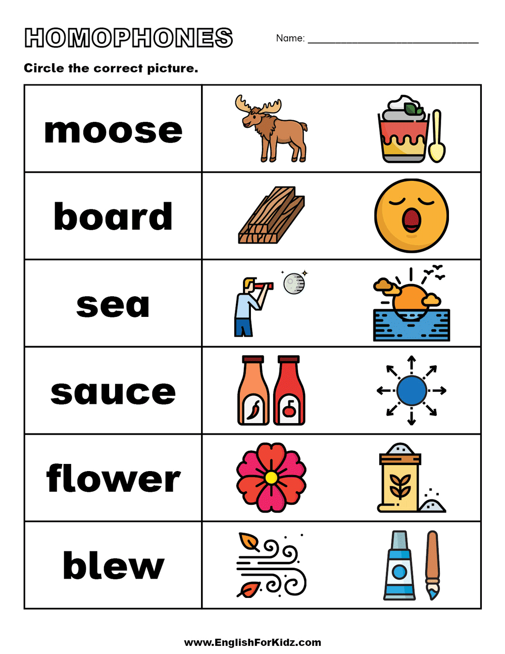 English for Kids Step by Step: Homophones Worksheets and Posters - Worksheets Library