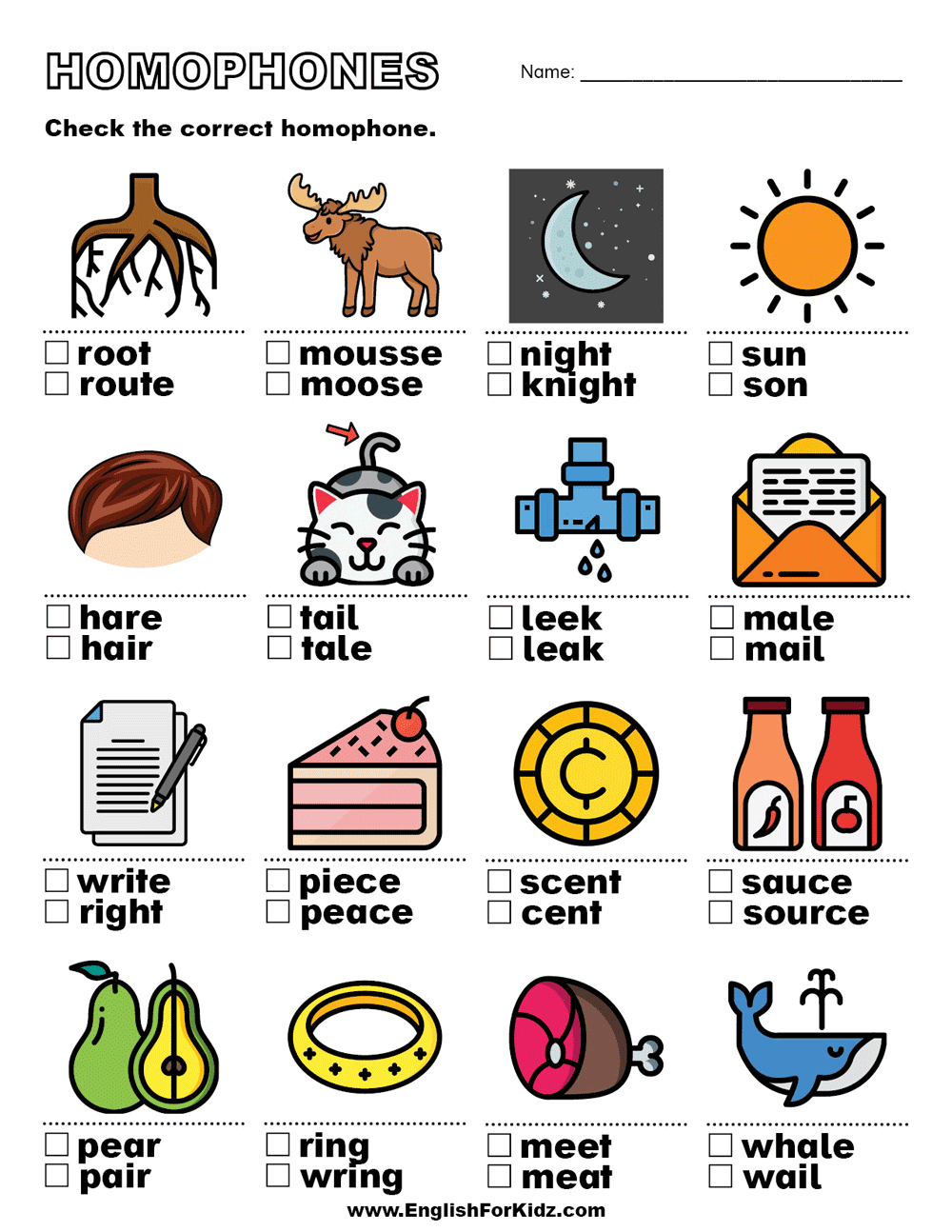 English for Kids Step by Step: Homophones Worksheets and Posters - Worksheets Library