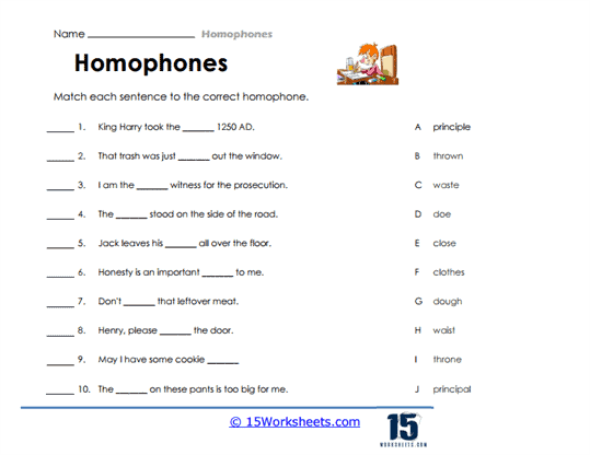Homophones Worksheets - 15 Worksheets.com - Worksheets Library