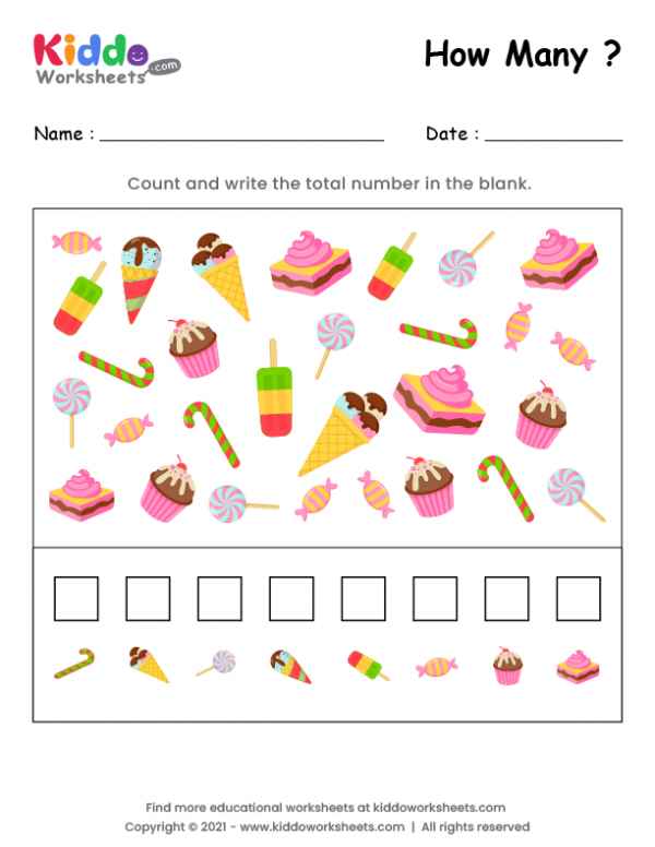 Free Printable Counting Sweets Worksheet - kiddoworksheets - Worksheets Library