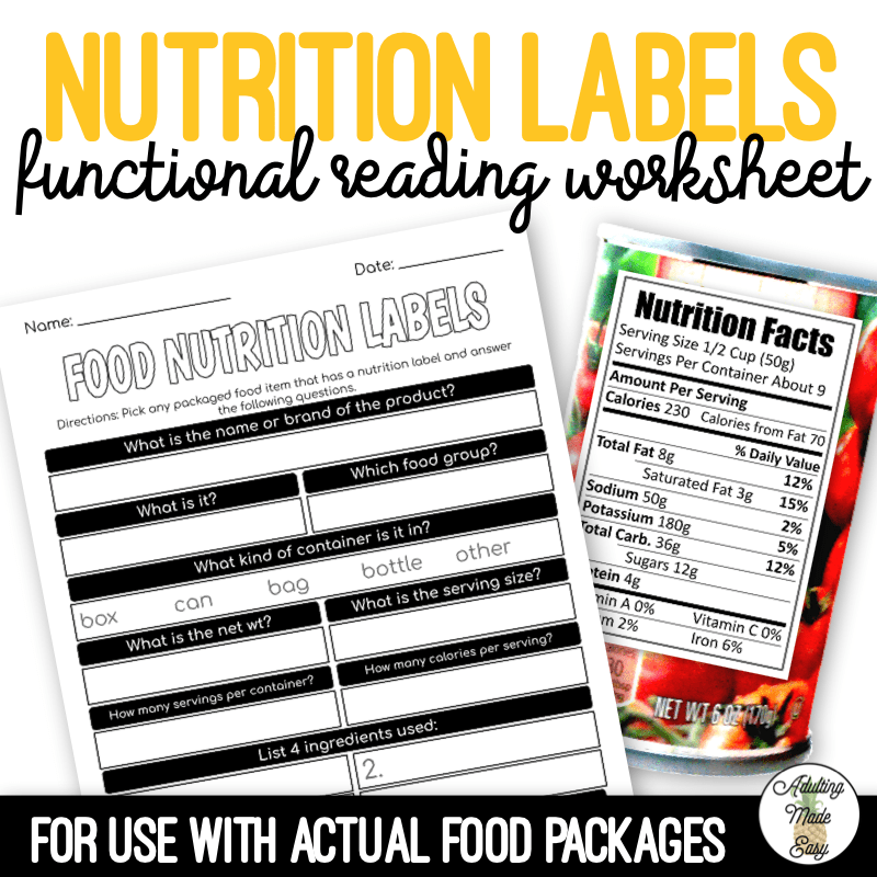 Reading Nutrition Labels Worksheet - Worksheets Library