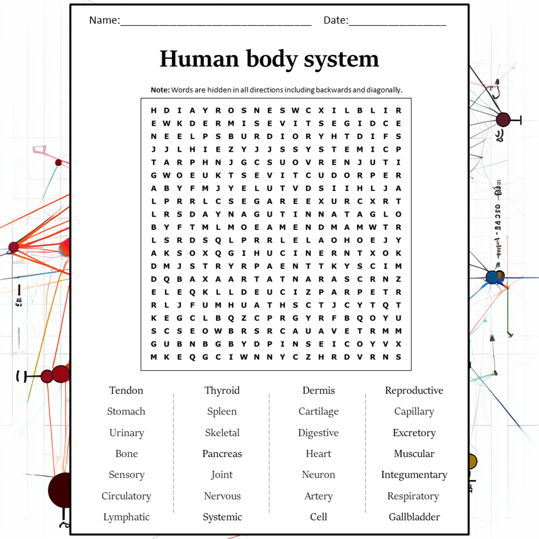 Human Body System Word Search Puzzle Worksheet Activity PDF Human Body System Word Search Puzzle Worksheet Activity PDF