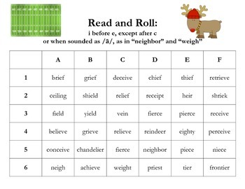 I before E, Except After C- Read and Roll Activity worksheets library - Worksheets Library