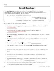Answers to Half Sheet Ideal Gas Laws-3 - IDEAL GAS LAW - Name Use ...
