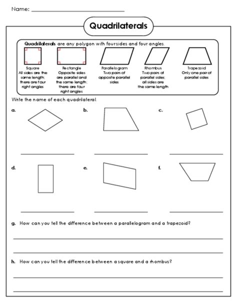 Quadrilateral Worksheet 3Rd Grade - Worksheets Library
