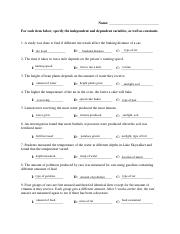 Kami Export - variables worksheet.pdf - Name: For each item below ... - Worksheets Library