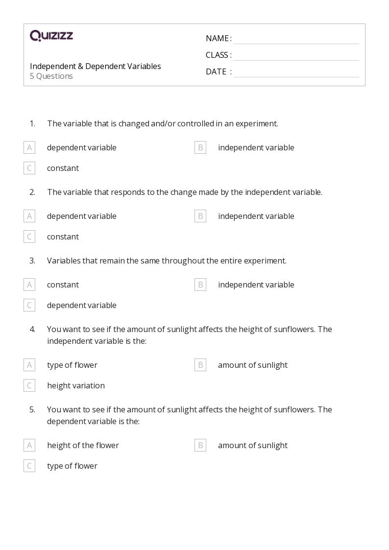 50 Dependent Variables Worksheets On Quizizz Free And Printable Worksheets Library