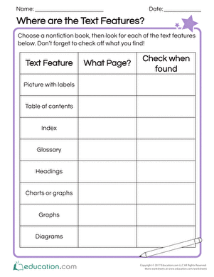 Where Are the Text Features? | Worksheet | Education.com - Worksheets Library