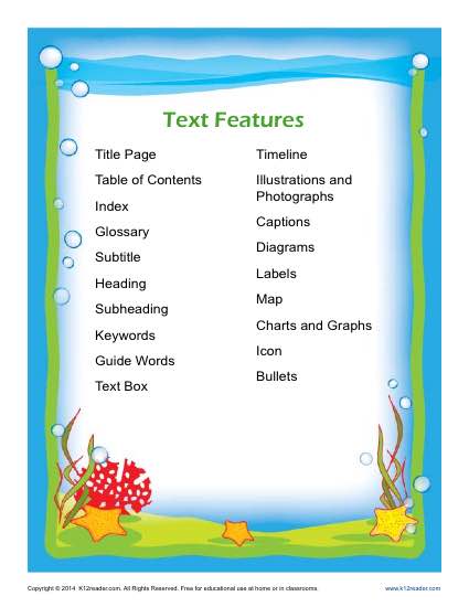 Nonfiction Text Features | Free, Printable Posters for Classrooms ...