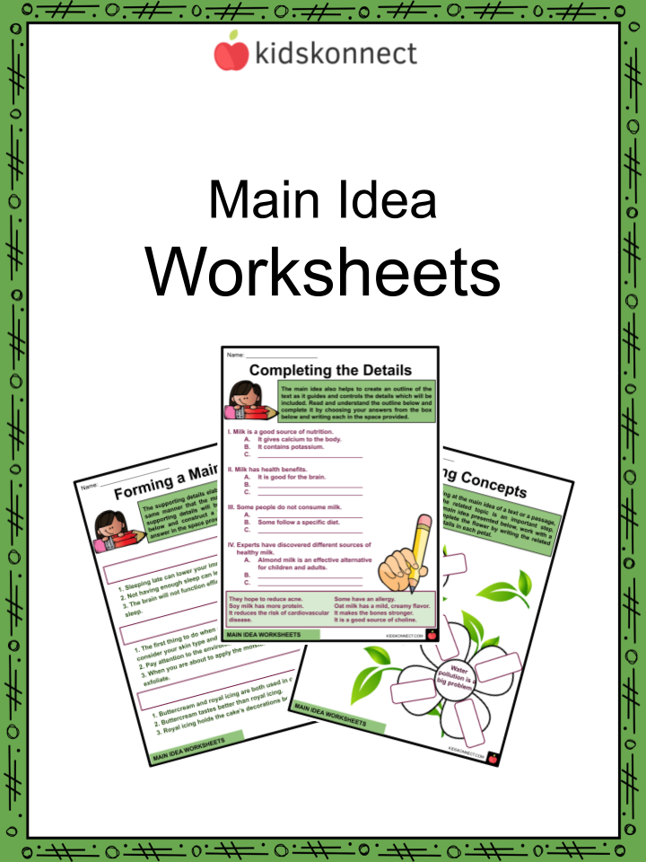 Main Idea Worksheets & Facts for Kids | Identifying it + Examples ...