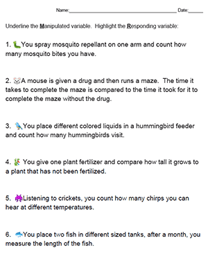 Identifying Manipulated and Responding Variables - Worksheets Library
