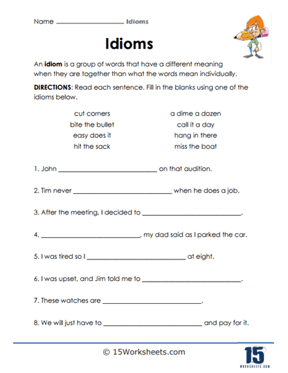 Idiom Worksheets & Tests | Figurative Language Activities - Worksheets ...