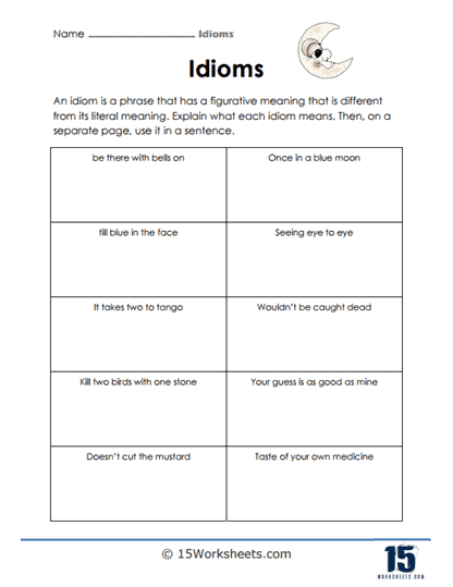 Idioms Worksheet for 3rd - 5th Grade | Lesson Planet - Worksheets Library