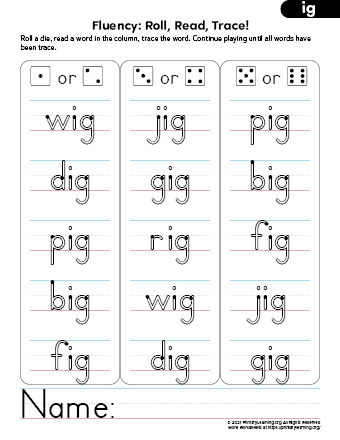 IG Word Family Worksheet | PrimaryLearning.Org - Worksheets Library