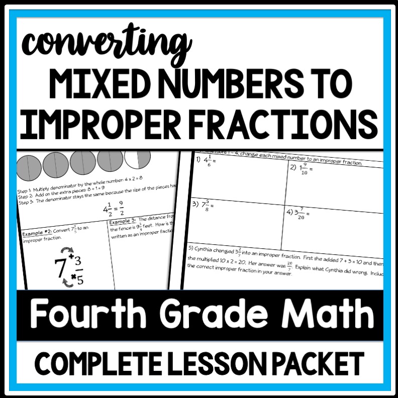 Converting Mixed Numbers To Improper Fractions 4th Grade Math Worksheets Library